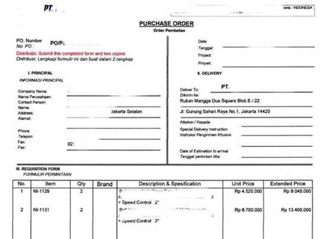 Contoh Surat Purchase Order Dalam Bahasa Inggris Kumpulan Contoh