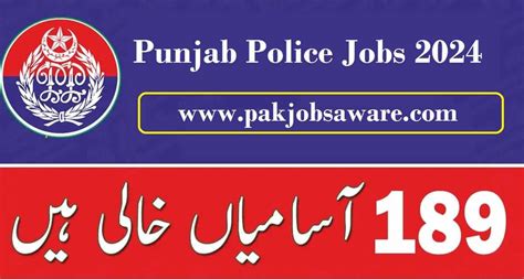 Latest Punjab Police Jobs 2024 Punjabpolice Gov Pk Pakjobsaware