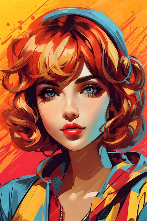 Premium Ai Image Comic Style Pop Art Girl Comic Style Girl Portrait Comic Girl Vintage Girl