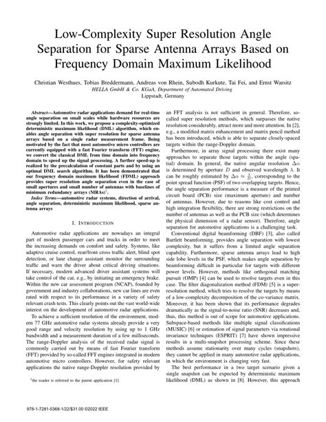 pdf low complexity super resolution angle separation for sparse antenna arrays based on