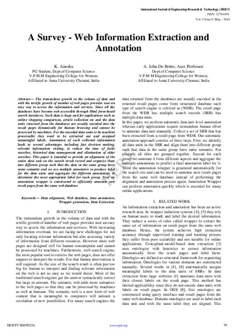 pdf ijert a survey web information extraction and annotation ijert journal
