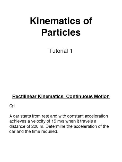 rectilinear kinematics continuous motion pdf acceleration kinematics