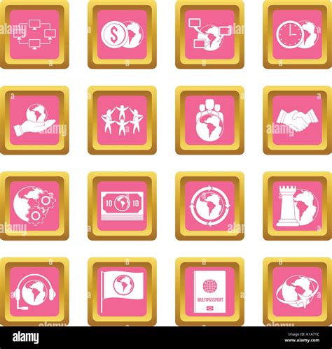 Global Connections Icons Pink Stock Vector Image Art Alamy