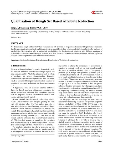 pdf quantization of rough set based attribute reduction