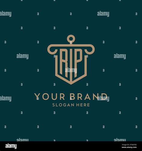 RP Monogram Initial Logo Design With Shield And Pillar Shape Design