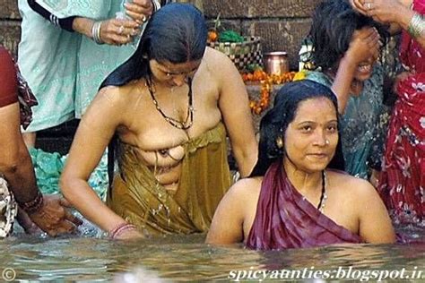 Aunty Bathing In Open
