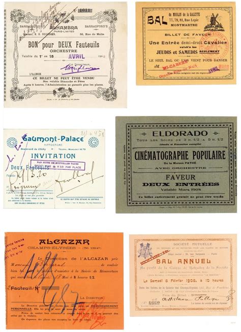 Spécimens de billets de spectacles sujets au Droit des pauvres