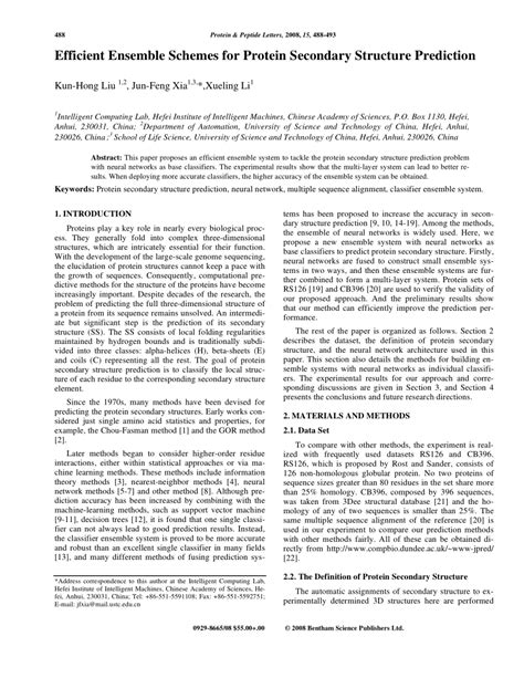pdf efficient ensemble schemes for protein secondary structure prediction