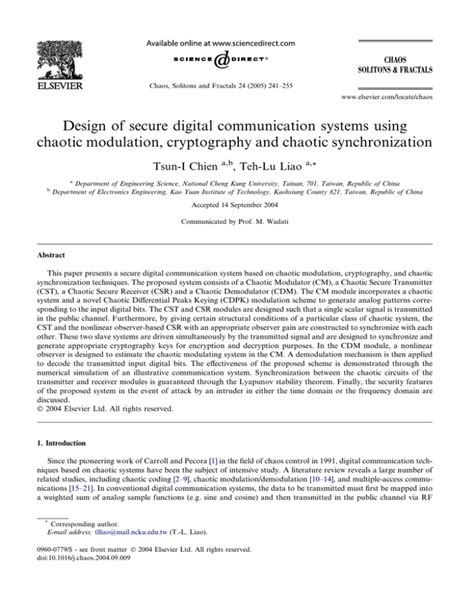 design of secure digital communication systems using chaotic