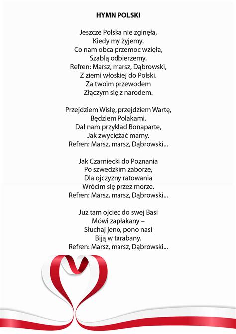 Hymn Polski pełny tekst Mazurka Dąbrowskiego W oryginalnej wersji