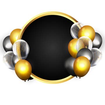Golden Round Border Png Image Round Golden Birthday Balloon Ribbon