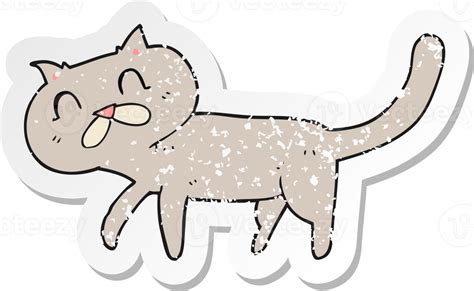 Pegatina Retro Angustiada De Un Gato De Dibujos Animados 36332335 PNG
