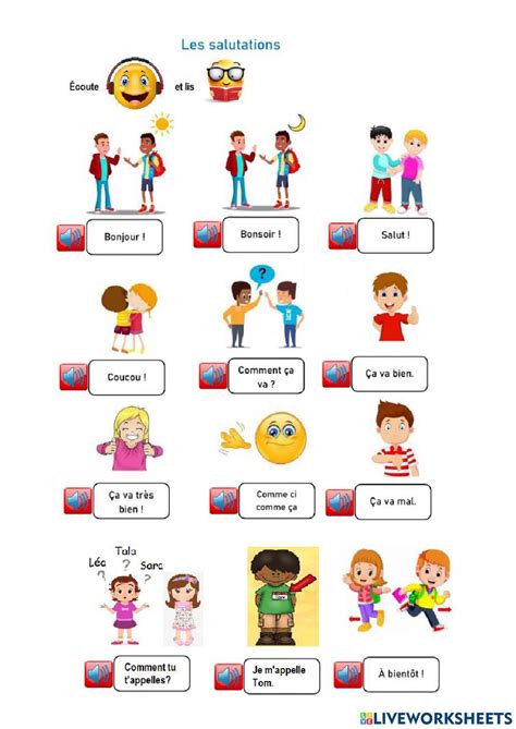 Les Salutations Interactive Activity For G You Can Do The Exercises