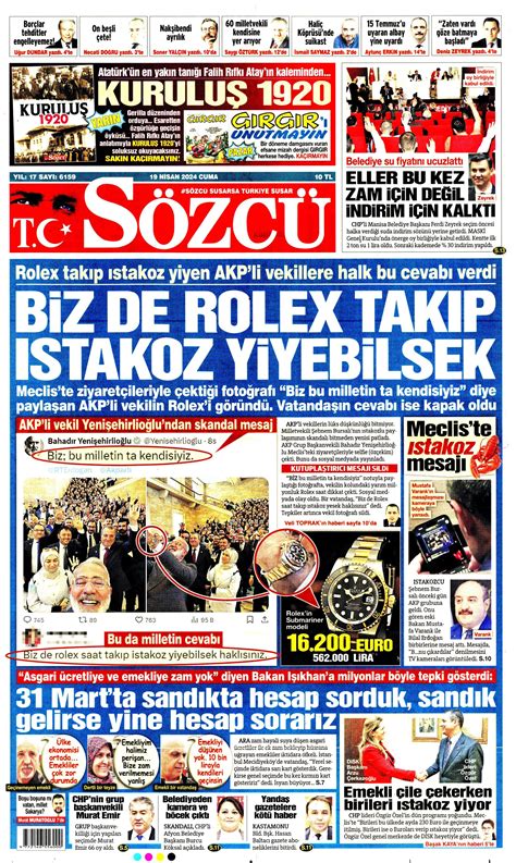Sözcü Gazetesi 19 Nisan 2024 Cuma Günü Manşeti