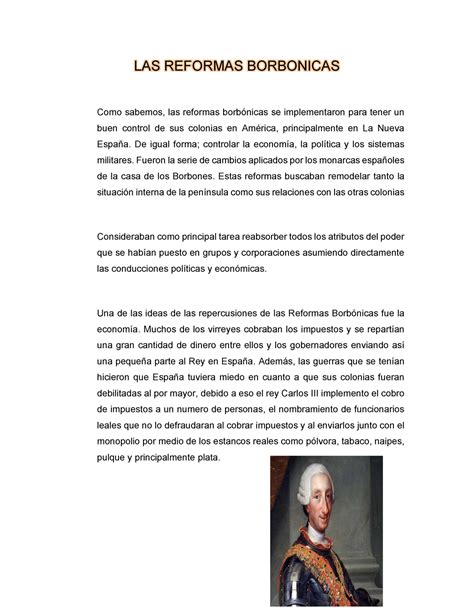 Como Se Implementaron Las Reformas Borbonicas Y Sus Inicios HISTORIA
