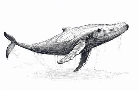 Un dibujo de una ballena que está en el agua Foto Premium