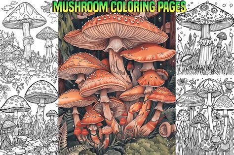Mushroom Coloring Pages For Adults Graphic By Kollay Creative Fabrica