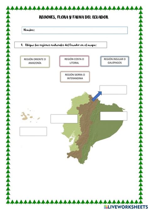 Regiones Flora Y Fauna Del Ecuador Worksheet