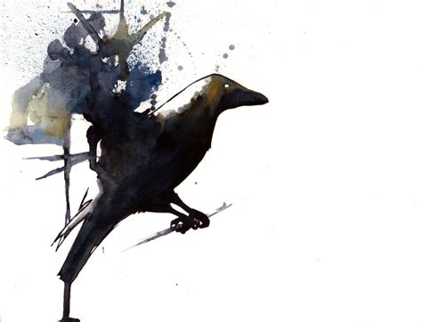 Watercolor Painting Raven Print Autumn Art Raven By Krislyndillard