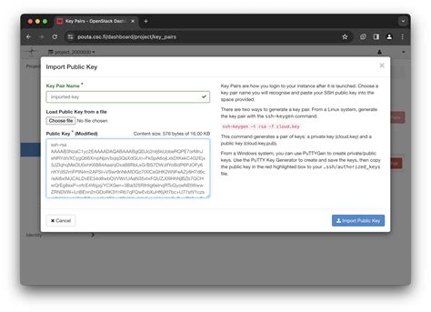 SSH Key Pair Docs CSC