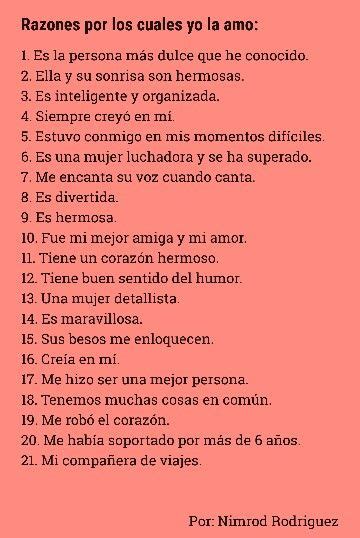 Razones por la cual la amo y la extraño No habrá nadie como ella