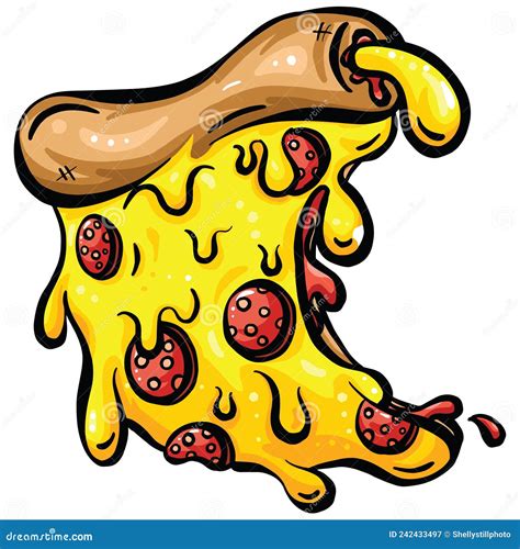 Cartoon Pepperoni Pizza Slice Vector Illustration Cartoondealer