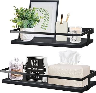 Amazon WOPITUES Floating Shelves with Bathroom Wall Décor Sign