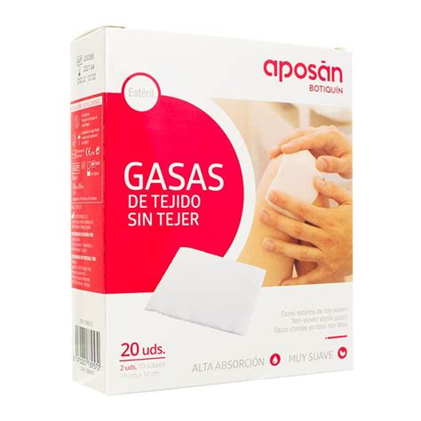 Aposán Gasas de Tejido sin Tejer Estériles 10x10 cm 20 Unidades