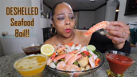 Deshelled King Crab Seafood Boil Mukbang Youtube