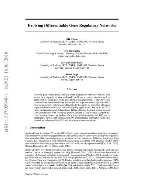 pdf evolving differentiable gene regulatory networks