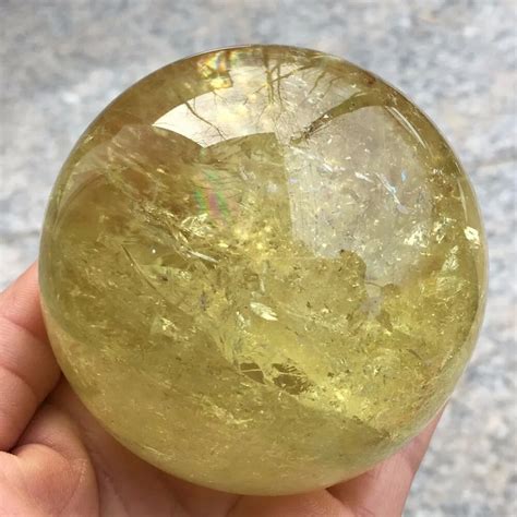 Arcoíris de 75mm Esfera de cuarzo citrino Natural bola de cristal curativa