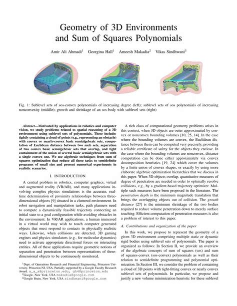 pdf geometry of 3d environments and sum of squares polynomials · given 3d environment