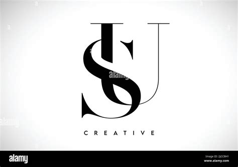 US Artistic Letter Logo Design With Creative Serif Font In Black And