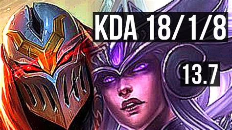 ZED Vs SYNDRA MID 18 1 8 6 Solo Kills Legendary 1 4M Mastery