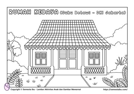Sketsa Mewarnai Gambar Rumah Adat Betawi Kartun Background Riset
