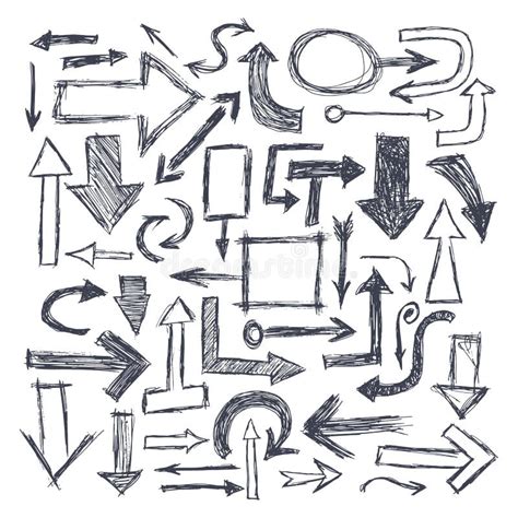 Conjunto De Flechas De Doodle Dibujadas a Mano Stock de ilustración