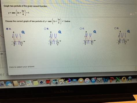 solved graph two periods of the given secant function y