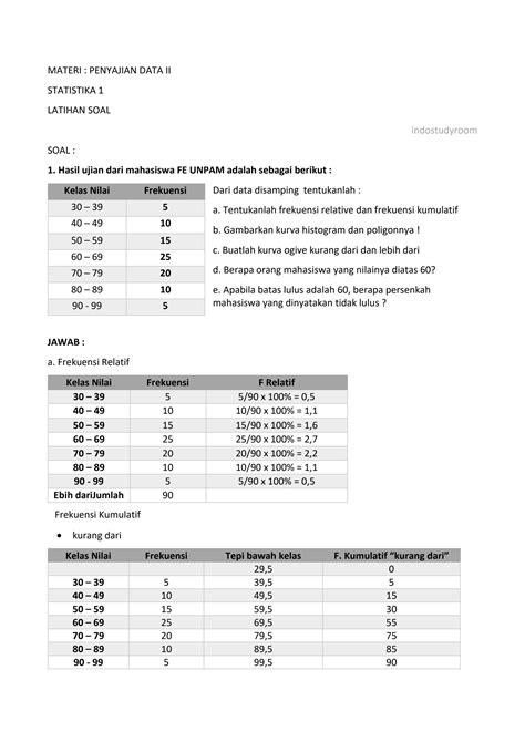 SOLUTION Latihan Soal Jawaban Modul 3 Statistik I A Tentukanlah