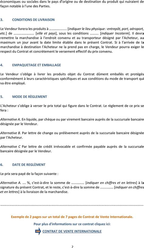Exemple De Contrat De Vente
