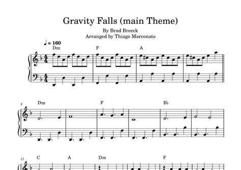 Gravity Falls Main Theme Arr Thiago Marconato By Brad Breeck Sheet