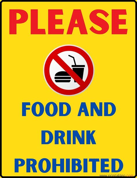 37 No Food Or Drink Sign Printable PDFs Printableo