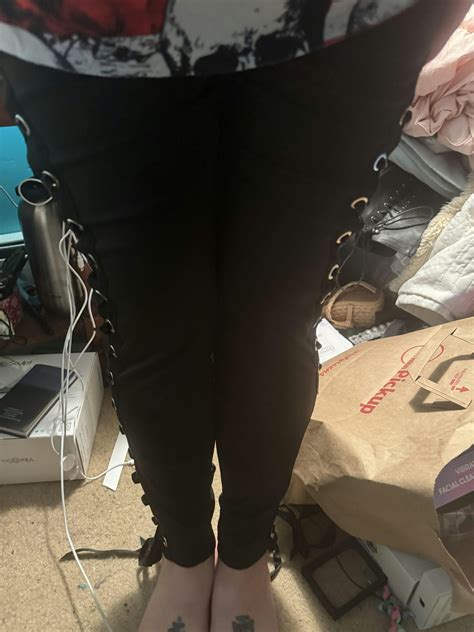 💗avtvmnvvitch Loves💗 Gothic Plus Size Lace Panel Lace Up Skinny Pull O Rgothic