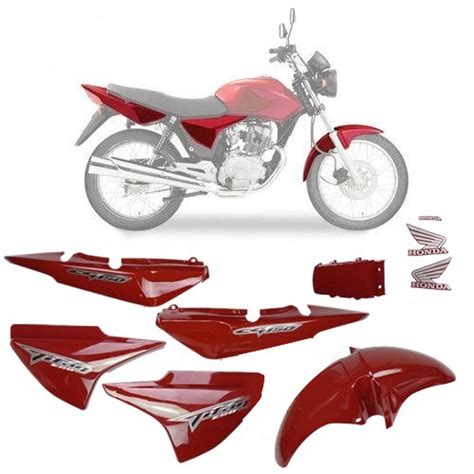 Kit Carenagem Cg Titan 150 Vermelha Ks 2008 Adesivo em Promoção