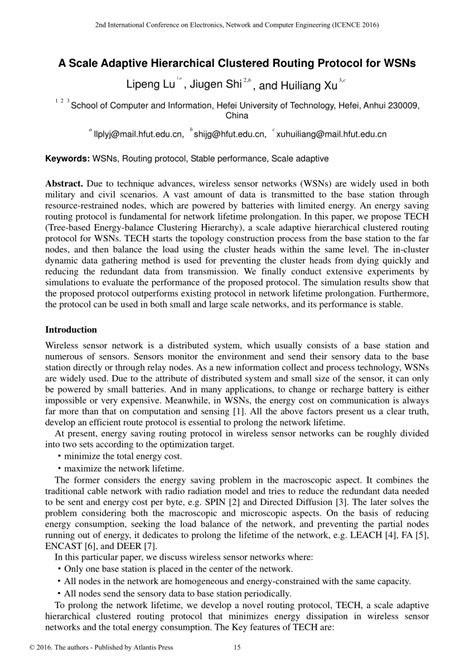 pdf a scale adaptive hierarchical clustered routing protocol for wsns