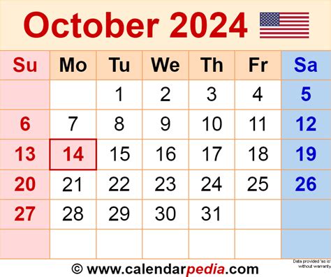 October 2024 Calendar Printable Calendar