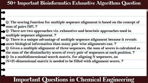 mcq questions bioinformatics exhaustive algorithms with answers youtube