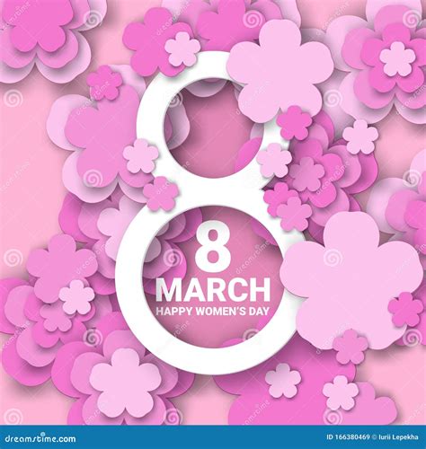 8 March Pink Floral Greeting Card International Happy Women S Day