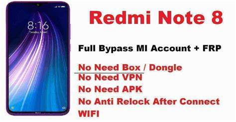 Redmi Note 8 Full Bypass MI Account FRP Any Version