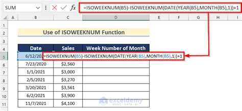 how to convert date to week number of month in excel 5 methods