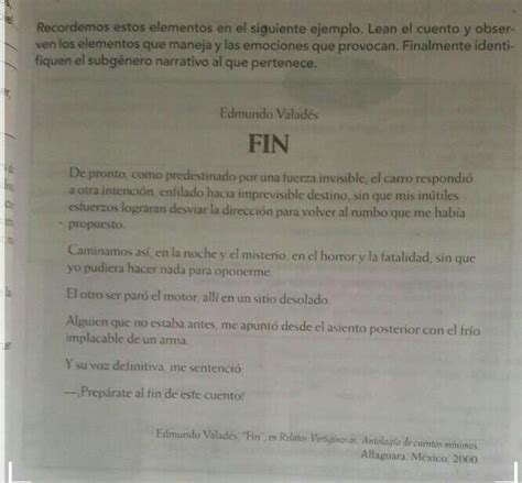 identifiquen el subgénero narrativo al que pertenece el cuento